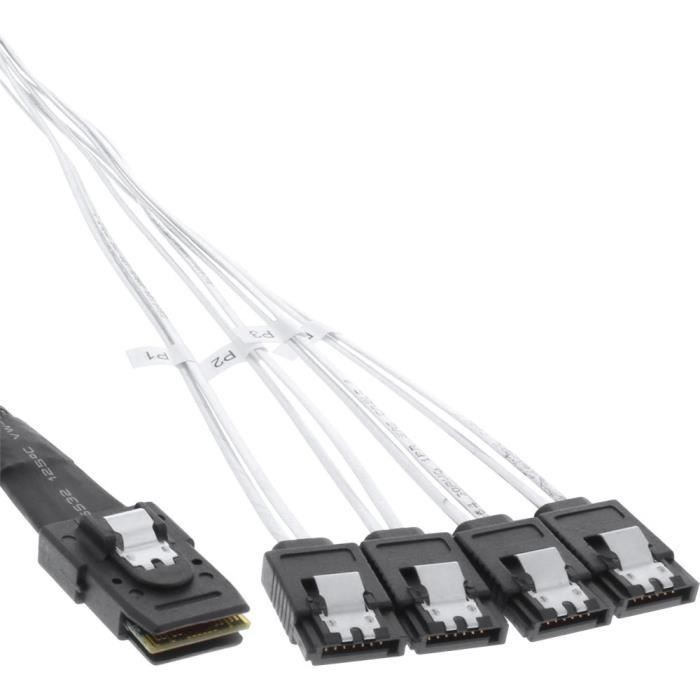 Câble de raccordement SAS InLine®, Mini SAS SFF8087 vers 4x SATA, 1:1 ...