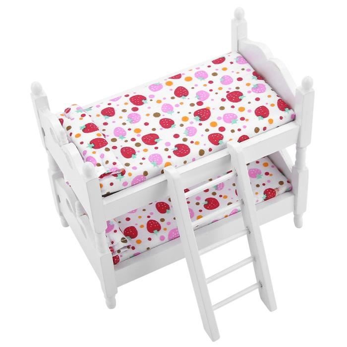 Lit de Poupée - SALALIS - Lit Superposé - 1:12 - Blanc - Pour Enfants à partir de 3 ans ...