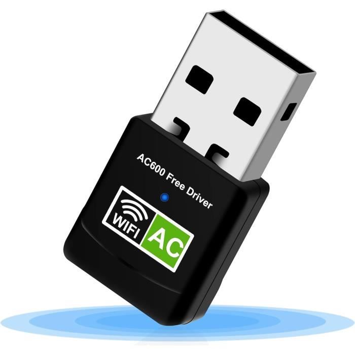 Clé USB Wi-Fi pour PC Adaptateur WiFi 600 Mbps Mini Dual Band 2,4 GHz-5 ...
