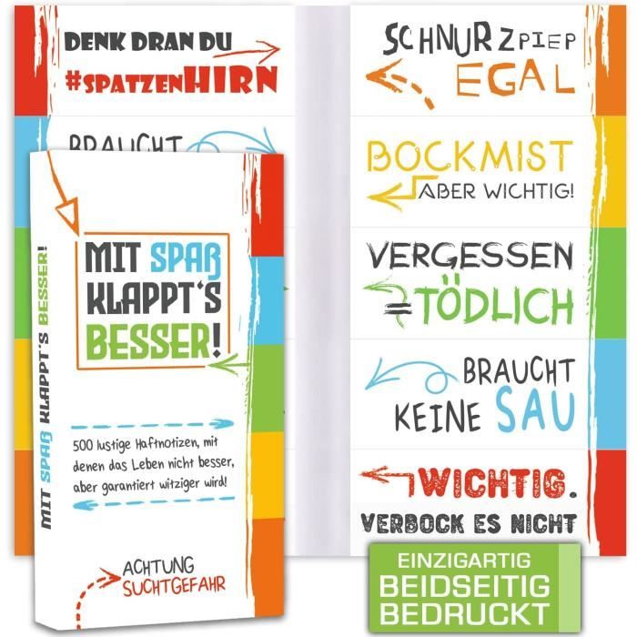 Lot de 500 notes autocollantes amusantes (10 x 50 feuilles) Notes ...