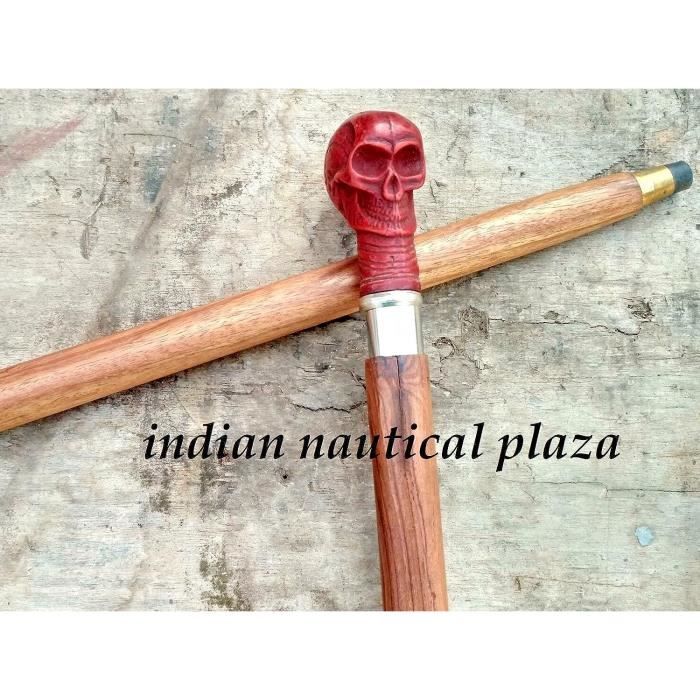 Safa Canne De Marche En Bois Avec Poignée En Os Solide Style Victorien ...