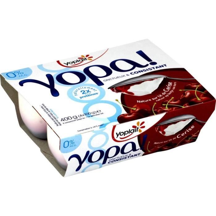 YOPLAIT Yopa - Yaourt nature 0% et cerise 4x100g - Cdiscount Au quotidien