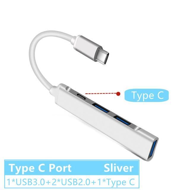 HUB,Type C Silver-B--Hub Usb Type-c À Haute Vitesse 4 Ports Multi ...