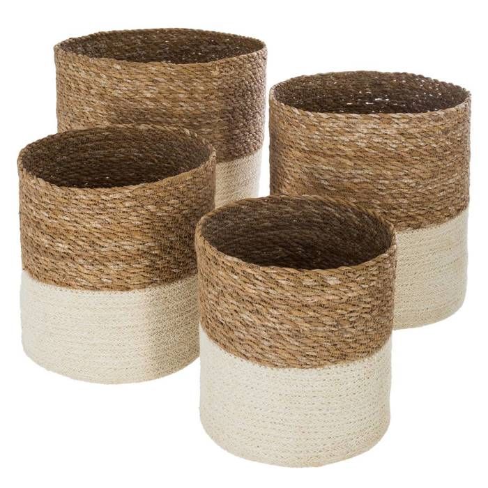 Set de 4 paniers jute blanc - Atmosphera createur d'interieur - Beige ...