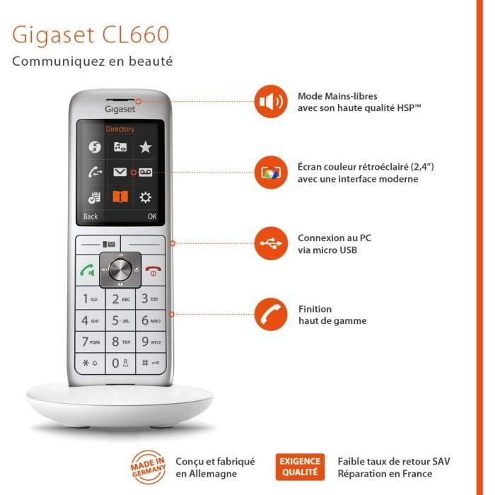 CL660 Duo - Téléphone Fixe Sans Fil - 2 Combinés - Blanc [Version ...