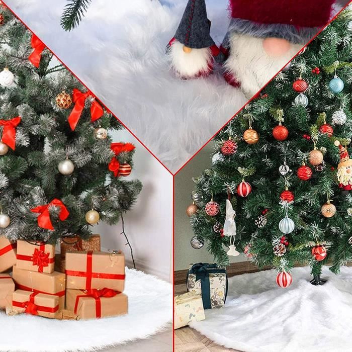 Cache Pied Sapin de Noel, Tapis Sapin Noel Blanc Rond Doux, Couvre-Pied ...