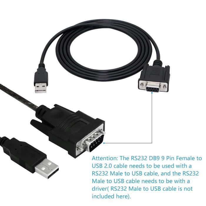 Câble Série Rs232 Db9 Femelle Vers Usb 2.0 Plc - Utilisation Uniquement ...