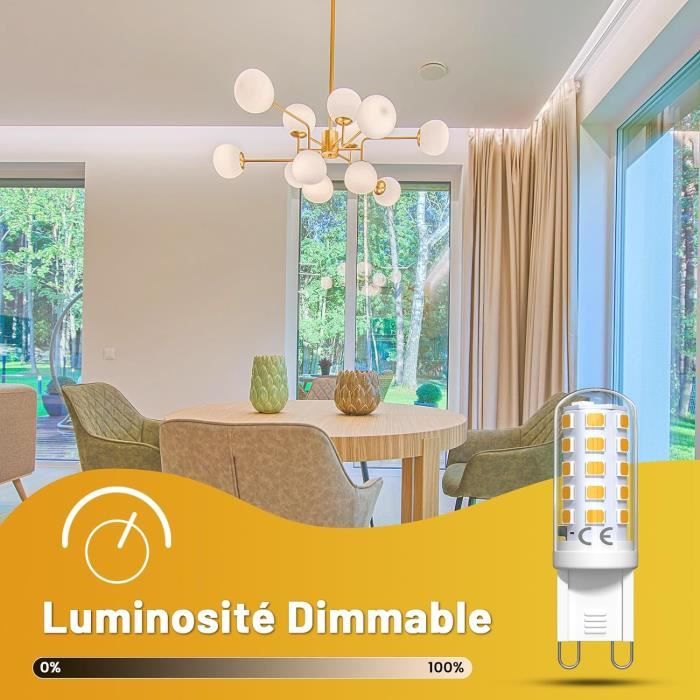 Ampoule Led G9 Dimmable Blanc Chaud 2700K, 4W Equivalent Lampe Halogène 40W G 9, Petite Ampoule ...