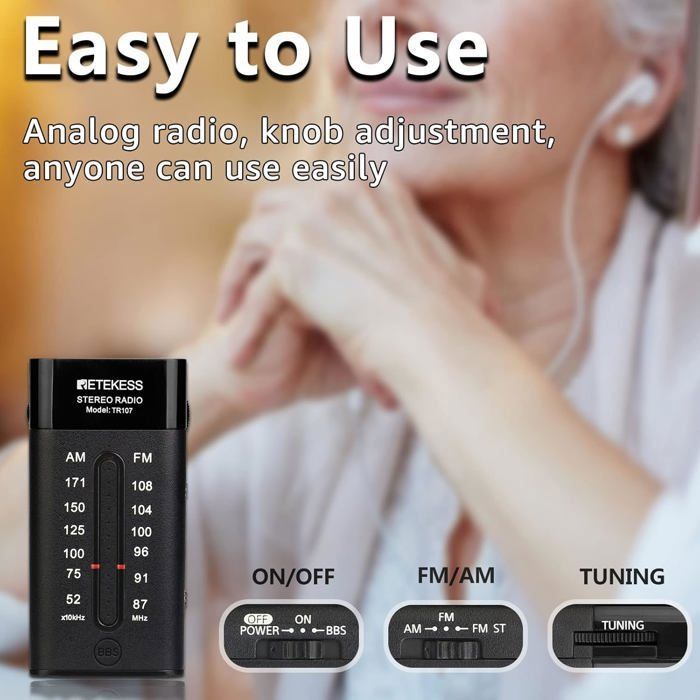 Radio Portative TR107 Retekess 10Pcs,Mini Pocket Portable FM AM Soutien ...