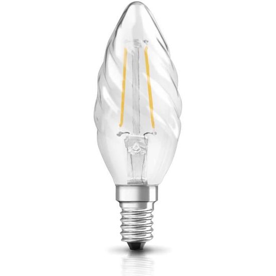 OSRAM Ampoule LED à Filament | Culot E14 | Forme Flamme Torsadée | Blanc Chaud 2700K | 2W ...