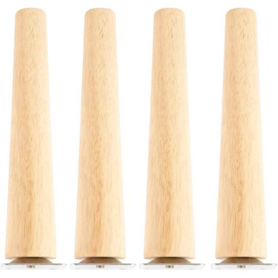 Pieds De Chaise En Bois, Pied De Meuble Bois Rond, Pack De 4 Pieds De ...