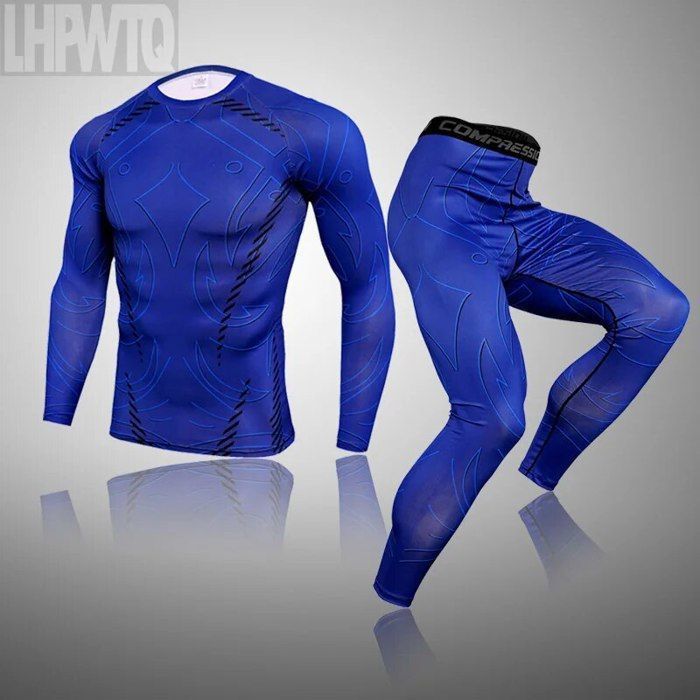 Sous-vêtement thermique pour homme,combinaison de sport,t-shirt de ...