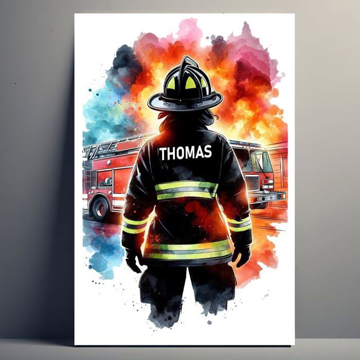 Affiche Personnalisée Pompier Poster Garçon Pompier Personnalisable ...