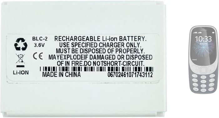 BLC-2 Batterie de rechange compatible avec Nokia 3310 3330 3410 3510 3510i 5510 6650 6800 ...