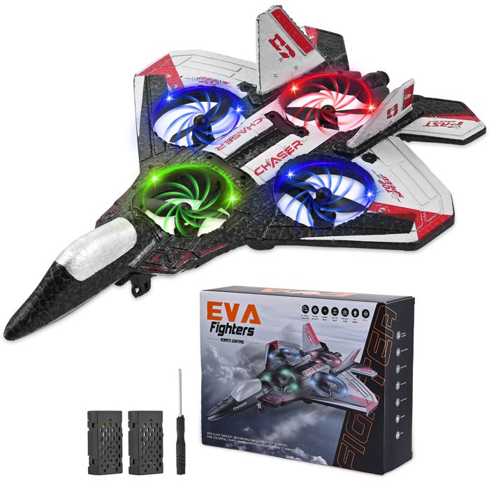 Avion RC, Avion Télécommandé avec LED, 3 Modes de Vitesse, 2 Batteries ...