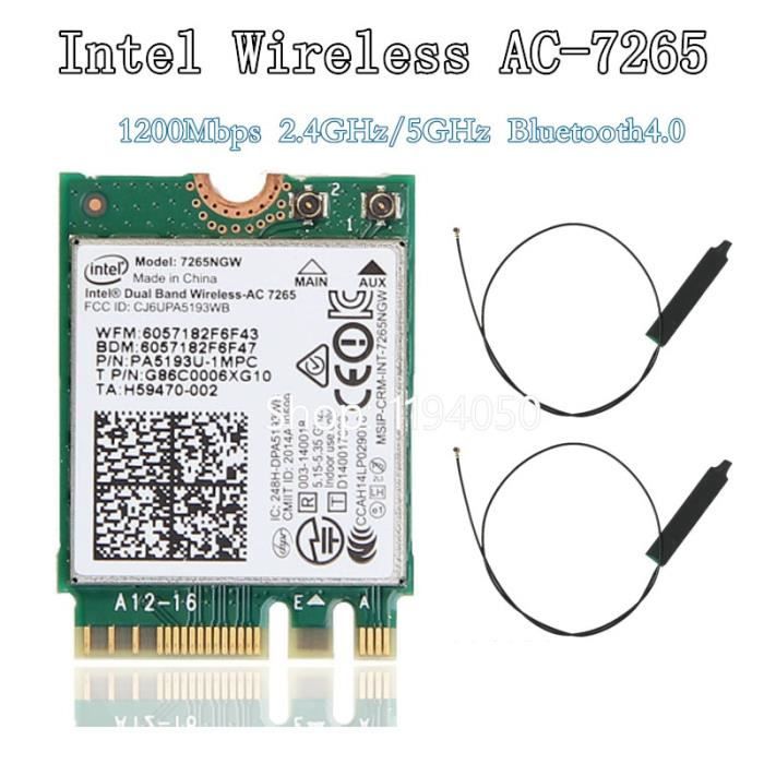 Carte Réseau Wi-Fi AC 7265 Intel 7256NGW 802.11ac, 867 MB - s ...