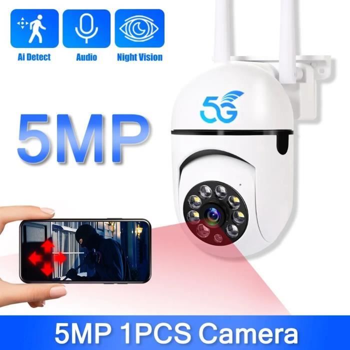 Caméra de surveillance extérieure PTZ IP WiFi HD 5MP-5G,dispositif de sécurité sans fil,avec ...