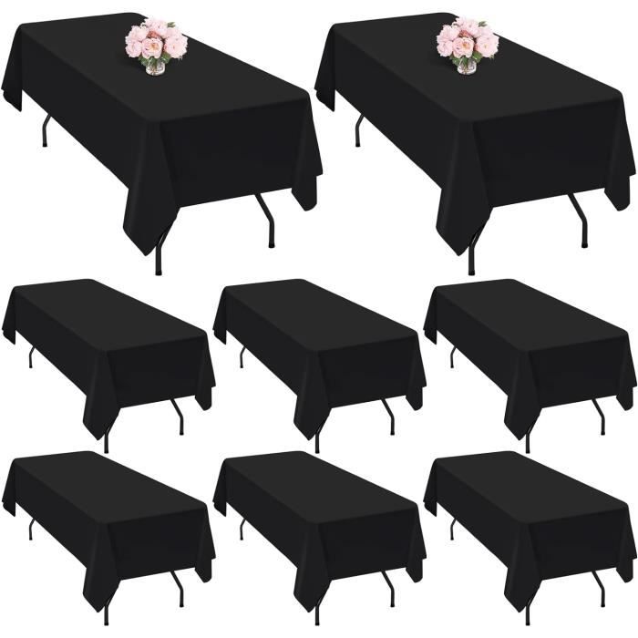 8 Packs Nappe Noire Nappe en Polyester 153 x 260 cm pour Tables ...