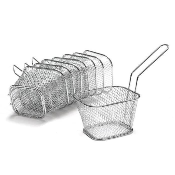 8 Minis Paniers à Frites Individuels - Inox - 10x8x7 cm - Cdiscount Maison