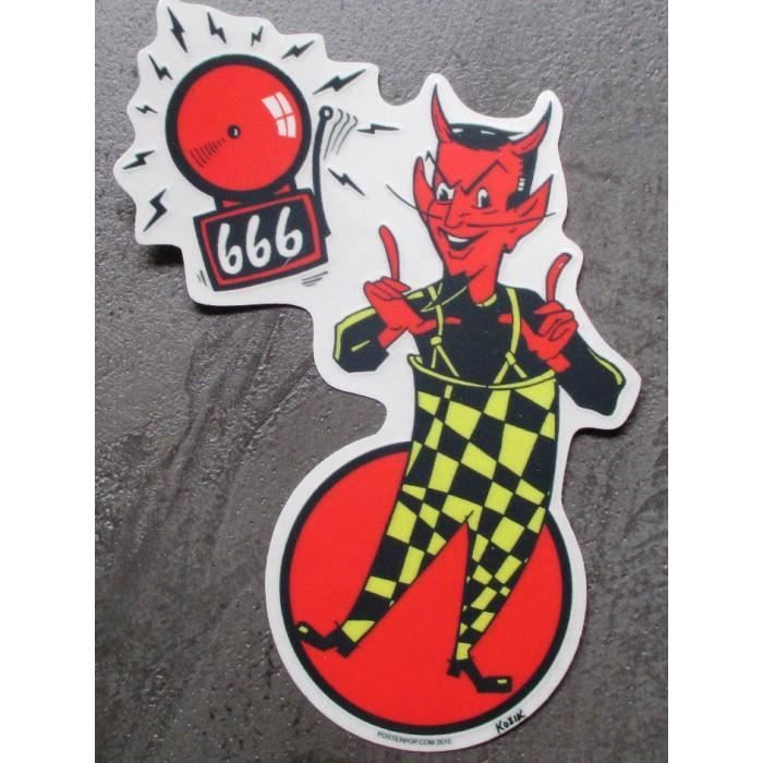 Autocollant - Kustom - Diable 666 - Noir - 15x13cm - Décoration murale ...