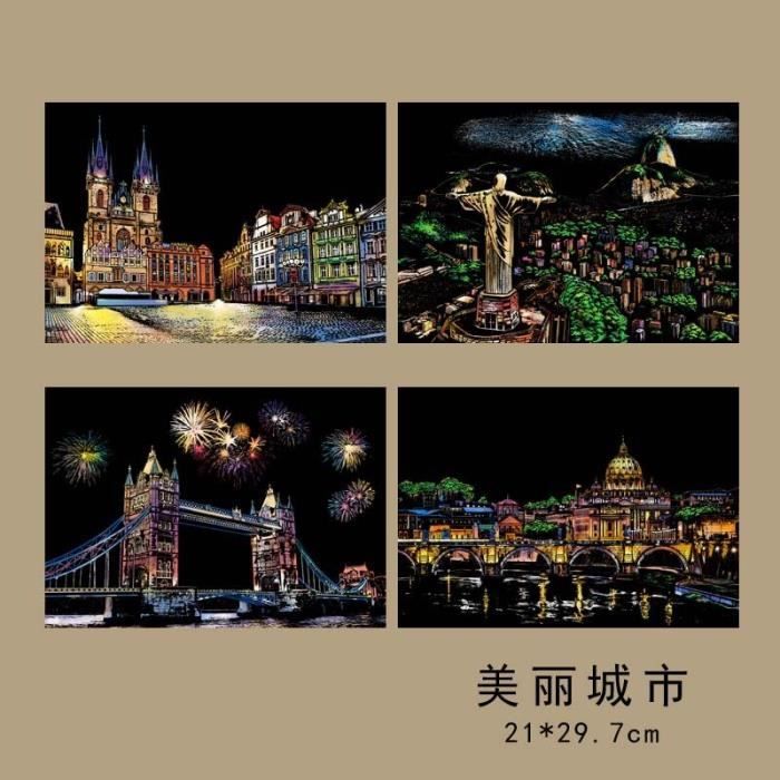 B4 A4 -Planche à dessin colorée magique A4 A5,4 pièces-ensemble,pour peinture,scrapbooking ...