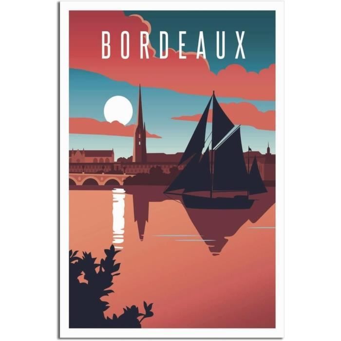Bordeaux France Voilier Vintage Affiche De Voyage Décorative Affiches ...