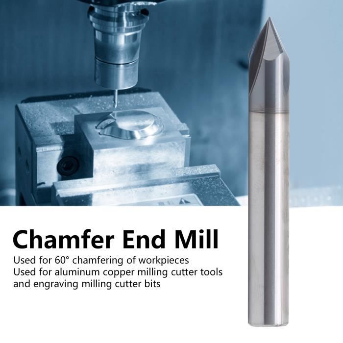 Fraise En Bout À Chanfreiner (D8*60°*60L) Chanfrein End Mill 60 Degrés ...