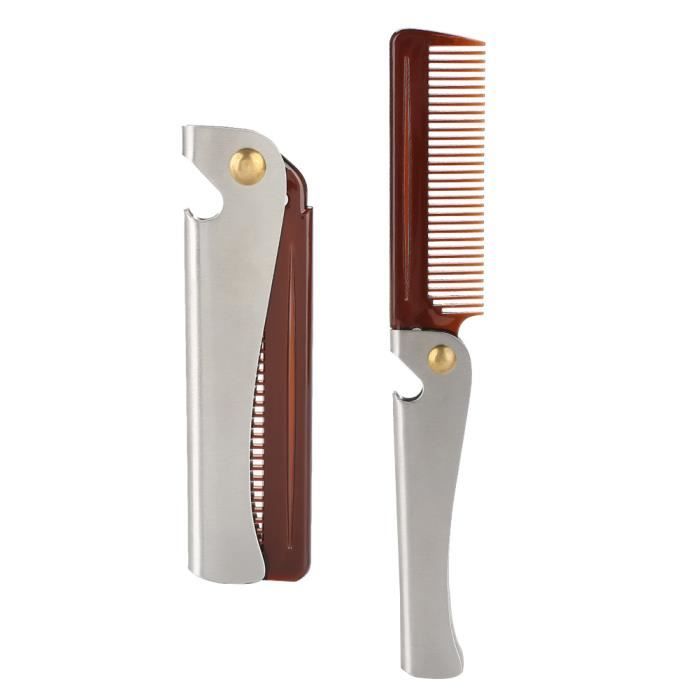 EBTOOLS peigne à barbe portable Peigne rond en acier inoxydable dents ...