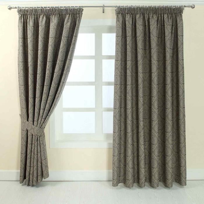 Rideaux Jacquard Galon fronceur Motif Ornemental Gris 182 x 117 cm ...