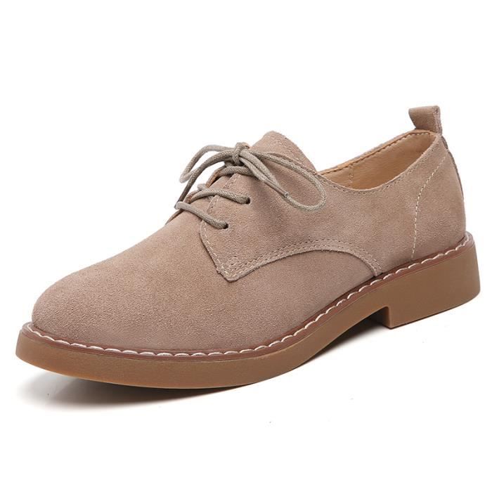 Chaussures Femme Derbies femme mode à lacets cuir souple Kaki ...