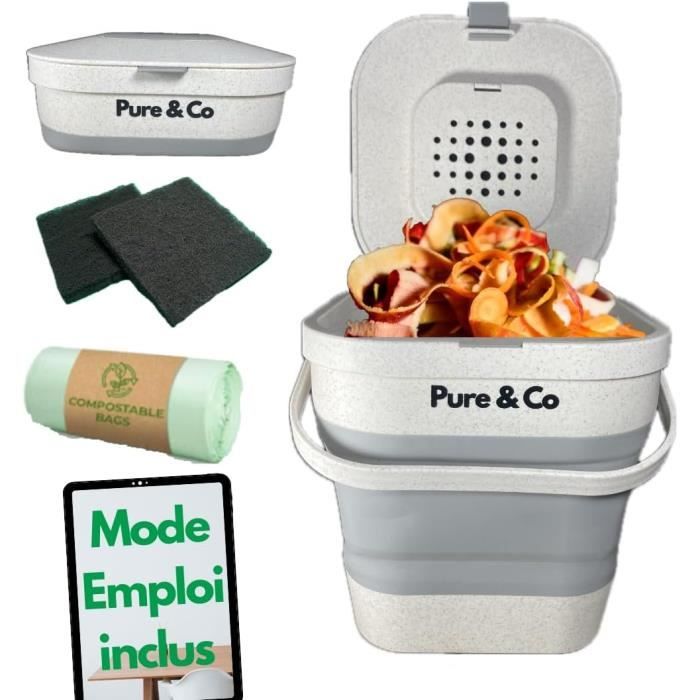 Composteur Cuisine Pliable 4L -Poubelle Compost Table Déchet ...