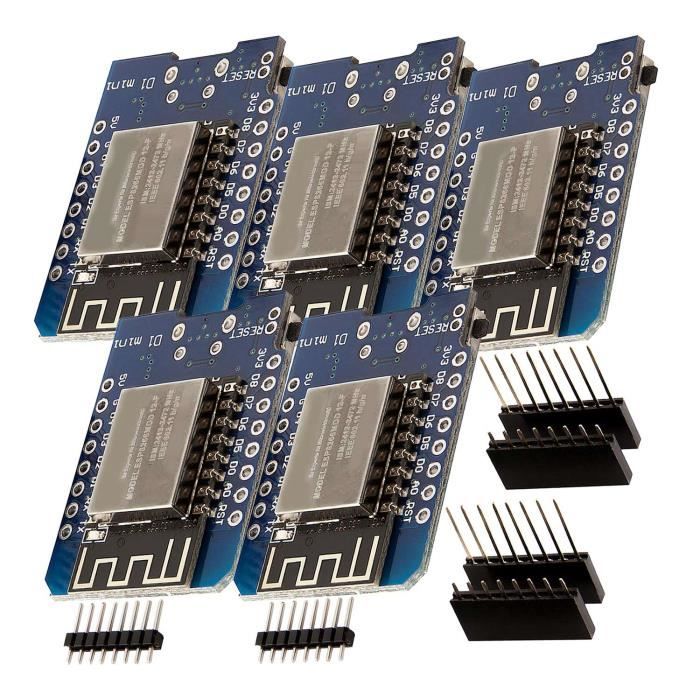 5 PièCes D1 Mini Carte WiFi NodeMCU ESP8266-12F CH340G WLAN ESP8266 Module Micro-USB Lua 3.3V ...