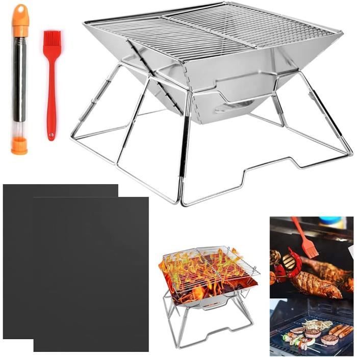 Foyer De Barbecue Avec Gril, Foyer D'Extérieur Avec Grille Pliable En Acier Inoxydable Avec ...