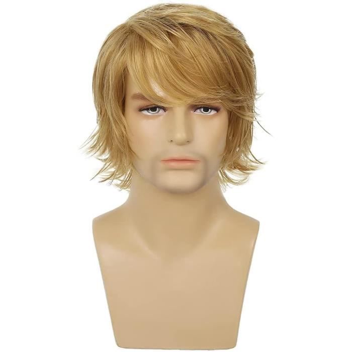 Perruque Pour Hommes Blonde Courte Couche Vague Naturelle Perruques ...
