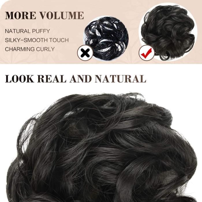 Postiche Chignon Cheveux Naturel Chignon Effet Decoiffe Méchés Bouclé ...