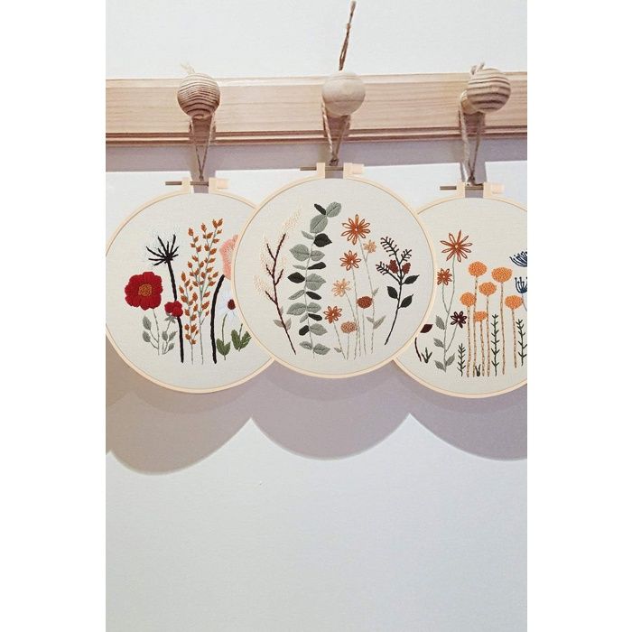 Kit Broderie Debutant 3 Pieces Motifs Fleurs Cercle Fils - Cdiscount ...