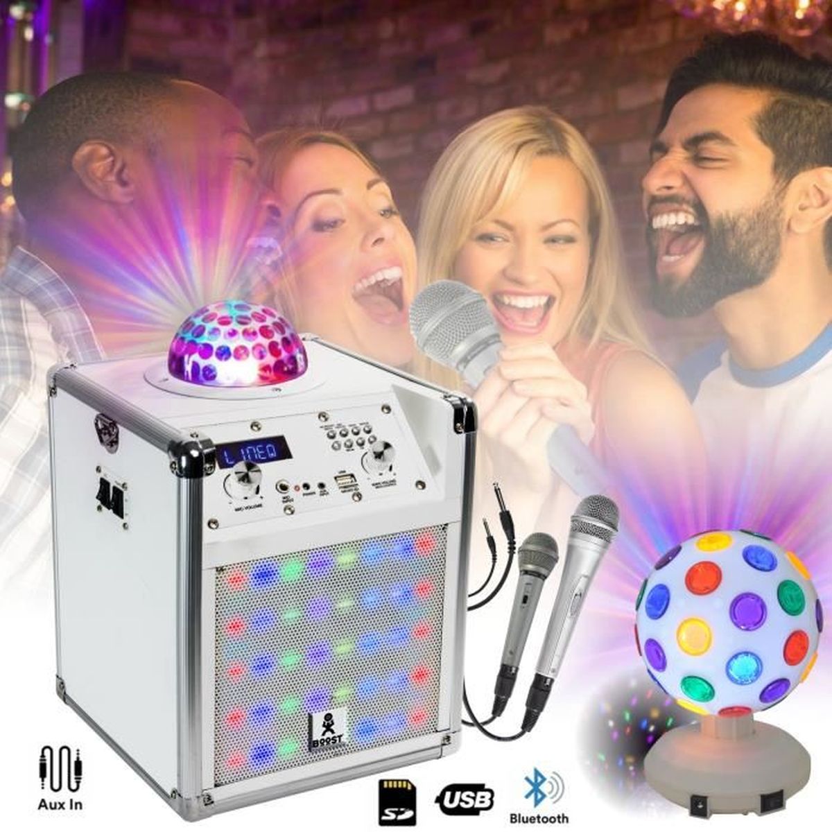 Enceinte Portable Karaoke Boost Kubeled USB Bluetooth SD - 2 Micros ...