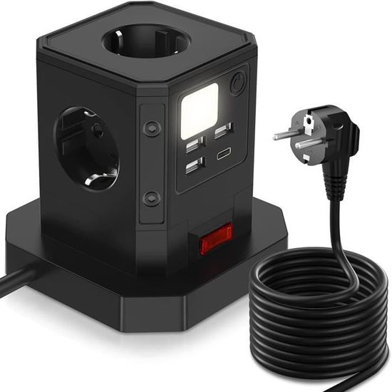 Tour multiprise usb cube, multiprise electrique avec 4 prises (2500w ...