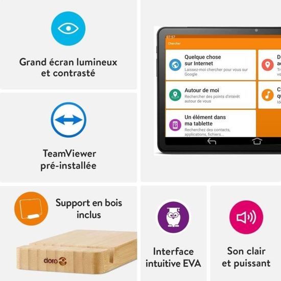 Tablette Doro pour Senior - Écran HD 10.4 - Caméra 5MP + 8MP - Wi-Fi ...