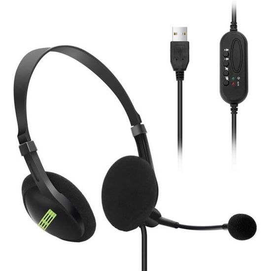 Casque Usb Avec Micro Antibruit Et Commandes Audio, Casque D'Ordinateur ...