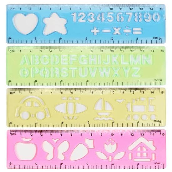 12 Pièce 15 cm Double Décimètre Règle, en Plastique Incassable Scolaire ...
