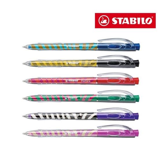 338/6-5 Lot de 6 stylos à bille rétractable Stabilo Tropikana plusieurs ...