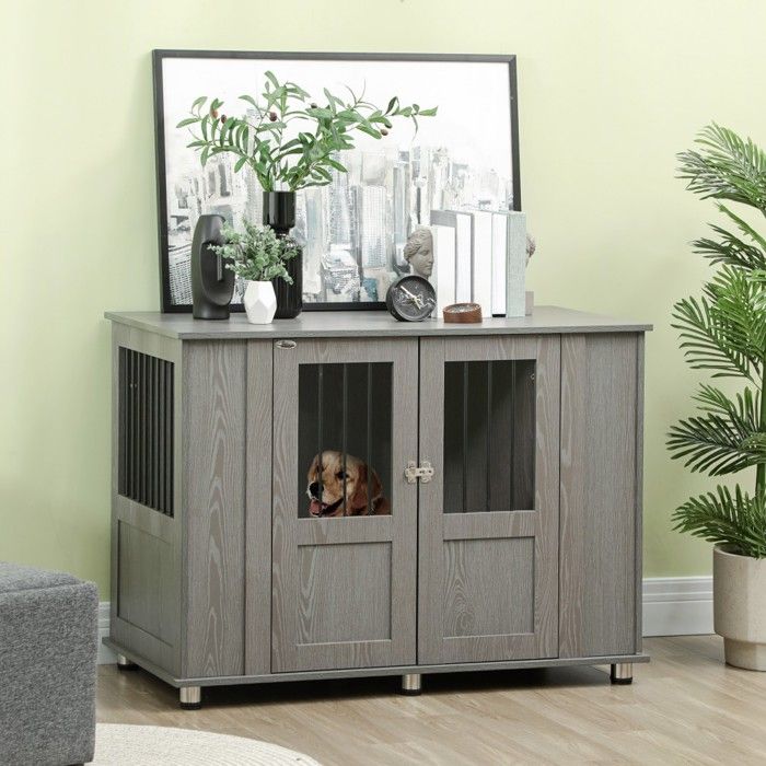 Niche Cage pour chien grande niche d'intérieur grise sécurisée -Porte ...