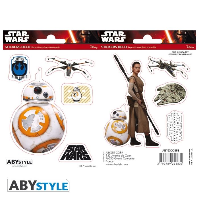 Stickers Star Wars - ABYSTYLE - BB8 / Rey - 16x11cm - Blanc - Adulte ...