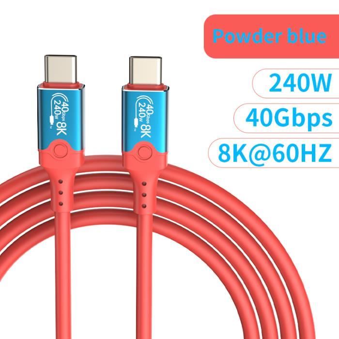 0.5m - Rouge - Câble USB C Thunderbolt 4 3PDKampW, chargeur rapide ...
