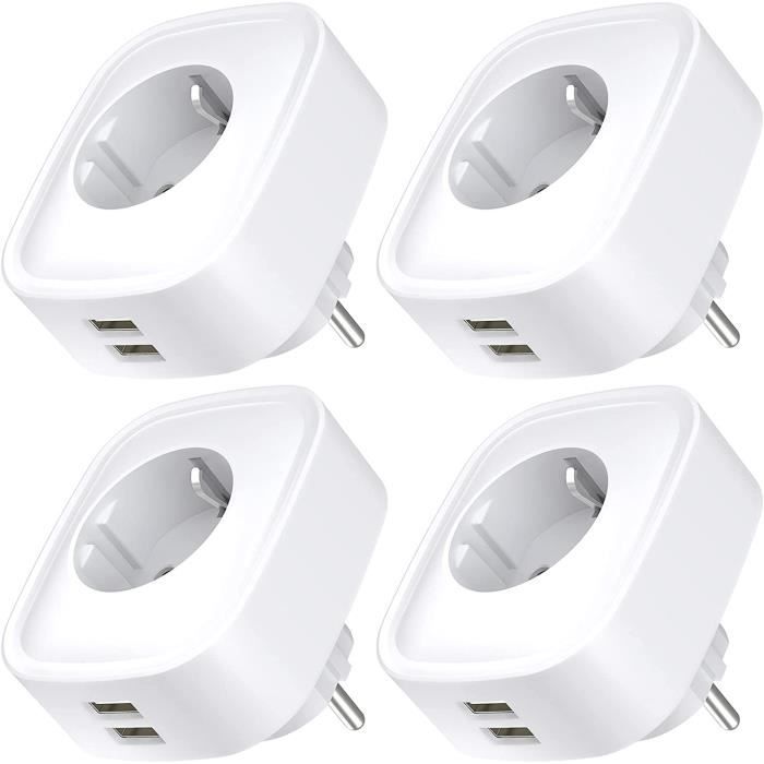 Prise Connectée WiFi avec 2 USB, 16A Prise Intelligente Alexa avec ...