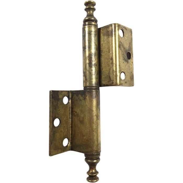Charnière coudée avec tête décorative en laiton antique gauche 32 x 105 ...