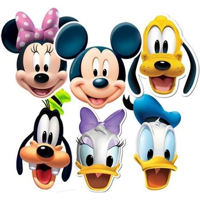 Lot de 6 Masques Mickey et ses amis Disney - Enfant - Noir - 100% ...