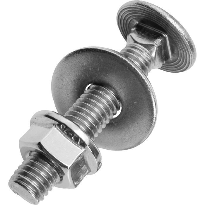 Lot de 10 boulons de carrosserie M10 x 120-120 mm avec écrous à bride ...