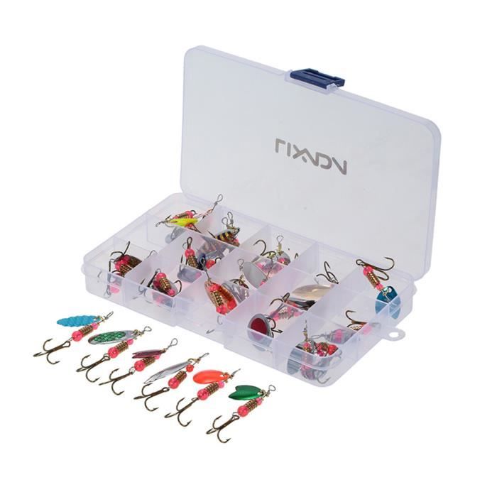 Boite de pêche,Ensemble d'appâts en métal pour la pêche, cuillères ...